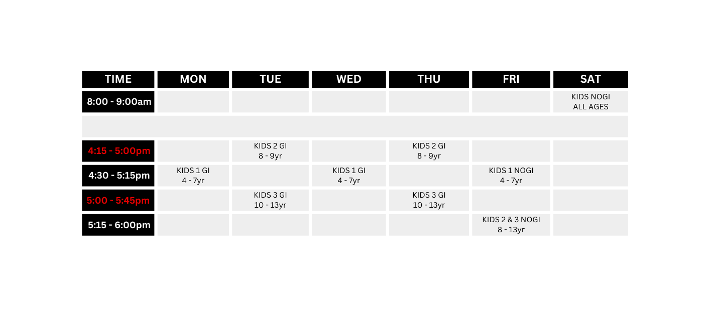 Timetable – Studio55 BJJ