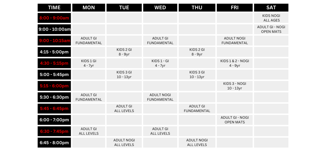 Timetable – Studio55 BJJ
